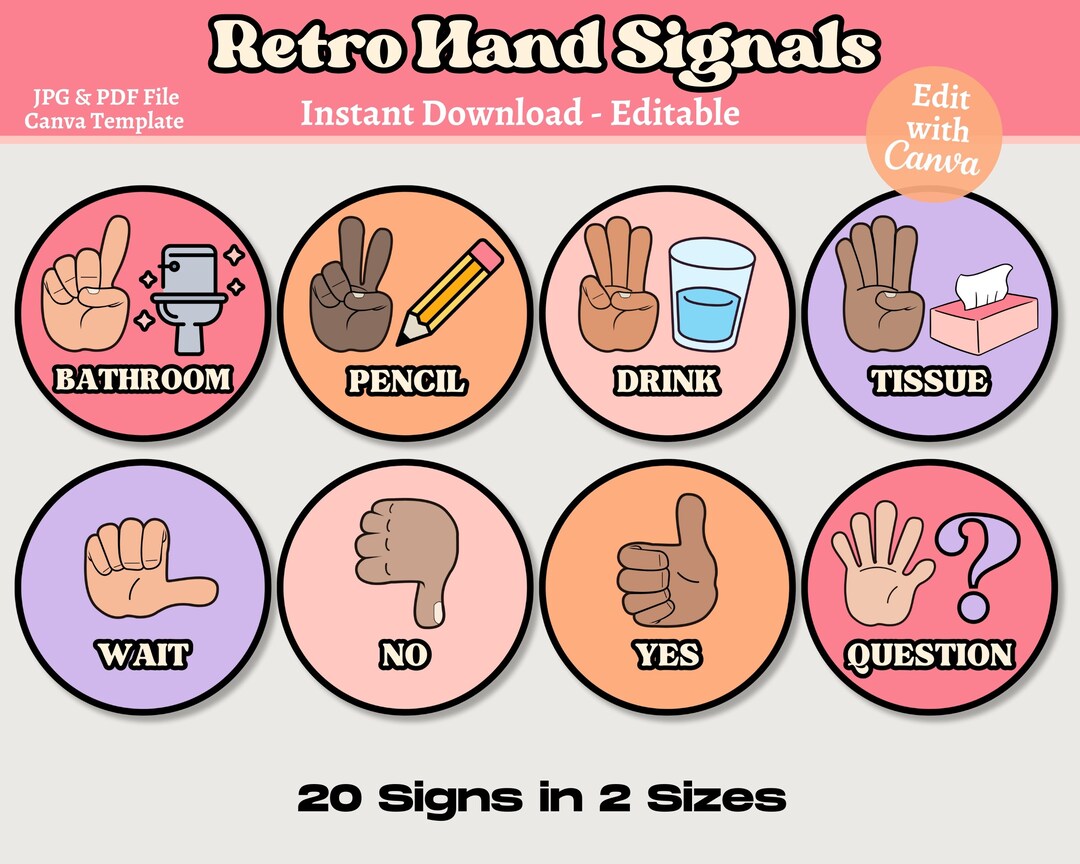 Hand Signal Printable, Editable Classroom Hand Signs, Classroom ...