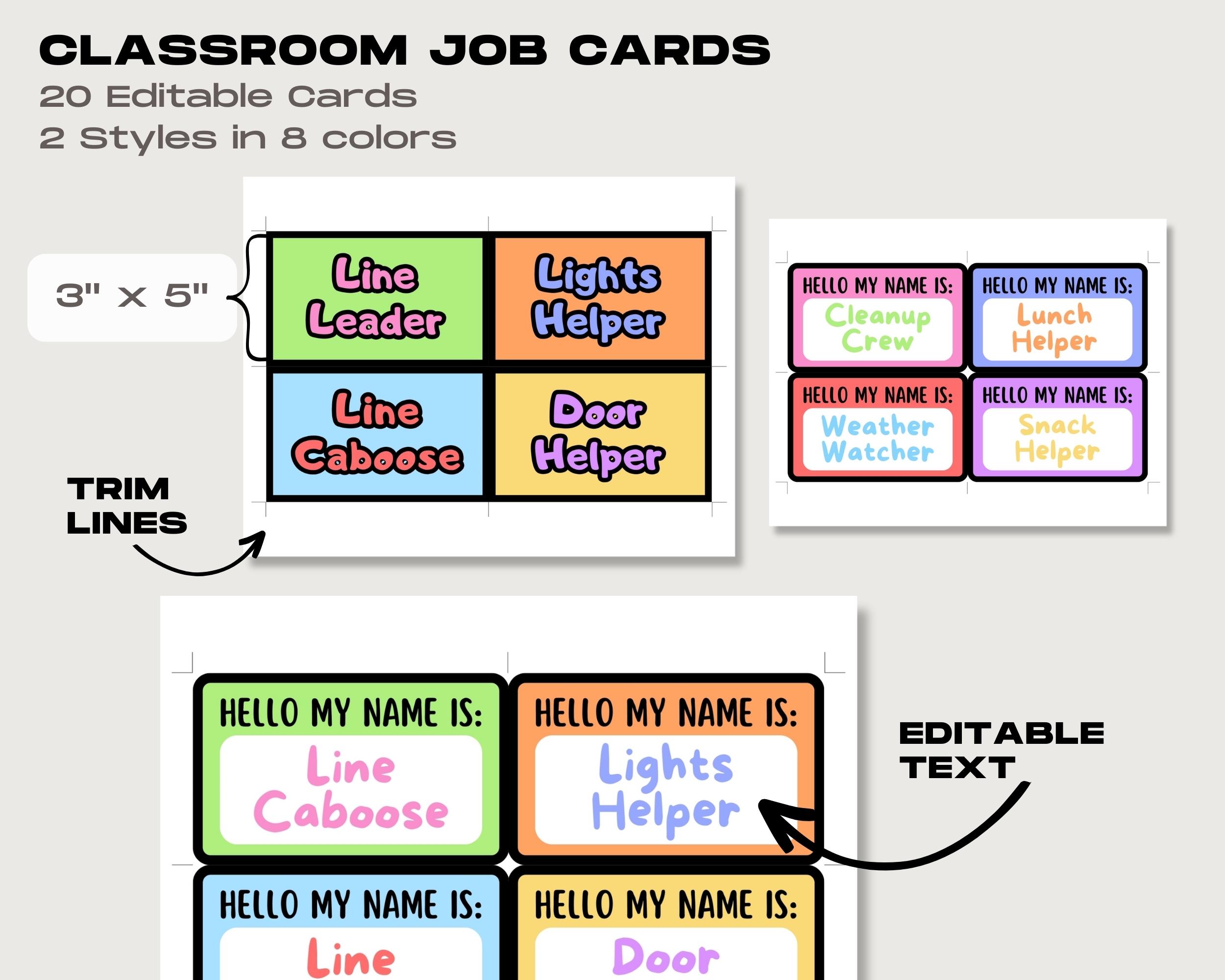 Classroom Schedule & Jobs Display, Printable Editable Class Schedule, Student Helper Display ...