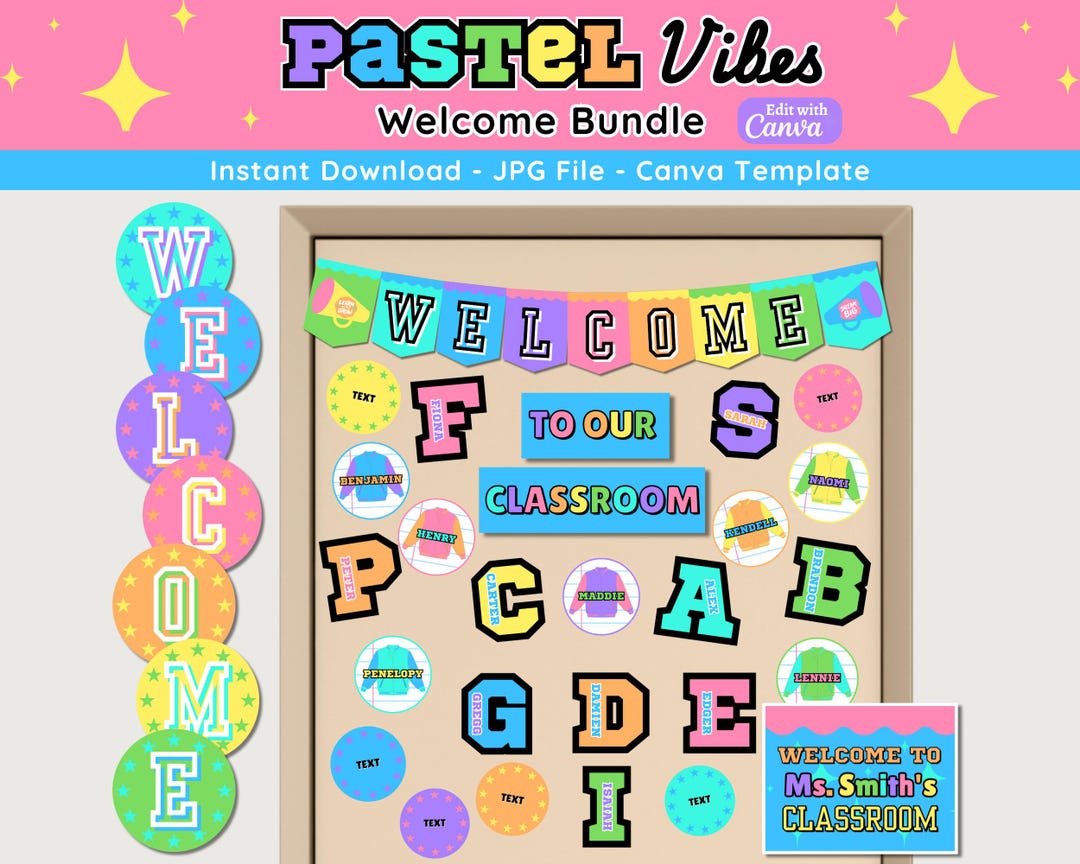 Editable Pastel Welcome Bundle, Printable Classroom Welcome Display ...