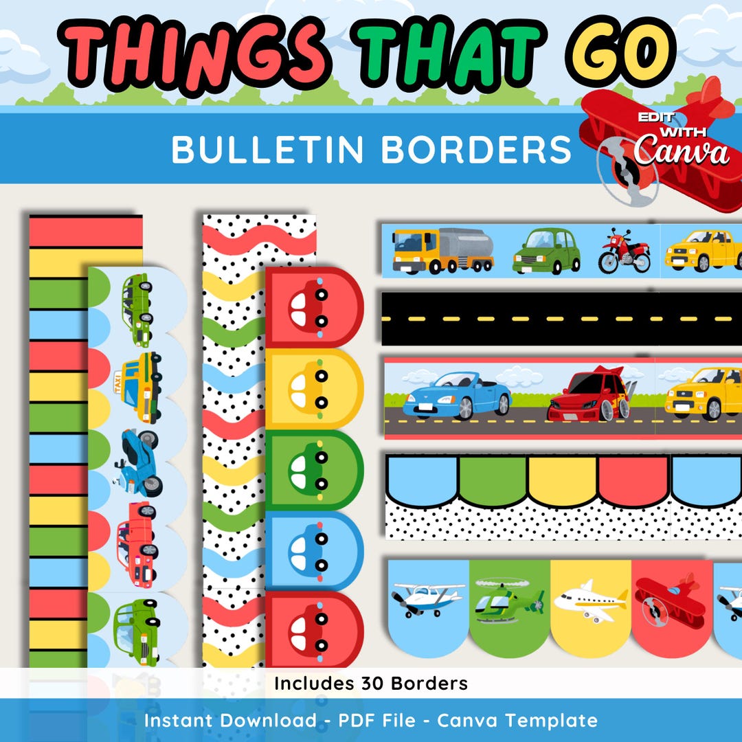 Transportation Bulletin Borders: Vehicle Classroom Display Borders ...
