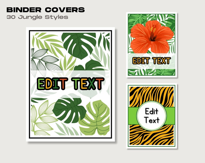 Editable Jungle Binder Covers & Spines, Printable Binder Covers ...