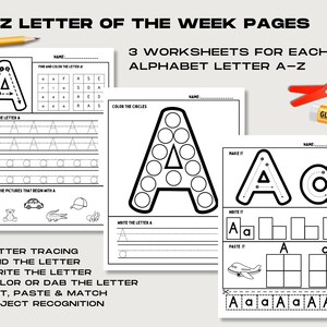 Alphabet Worksheets Bundle, Kindergarten A-Z Letter Printable, ABC ...