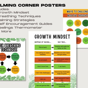 Jungle Calming Corner Bundle, Printable Breathing Techniques, Editable ...