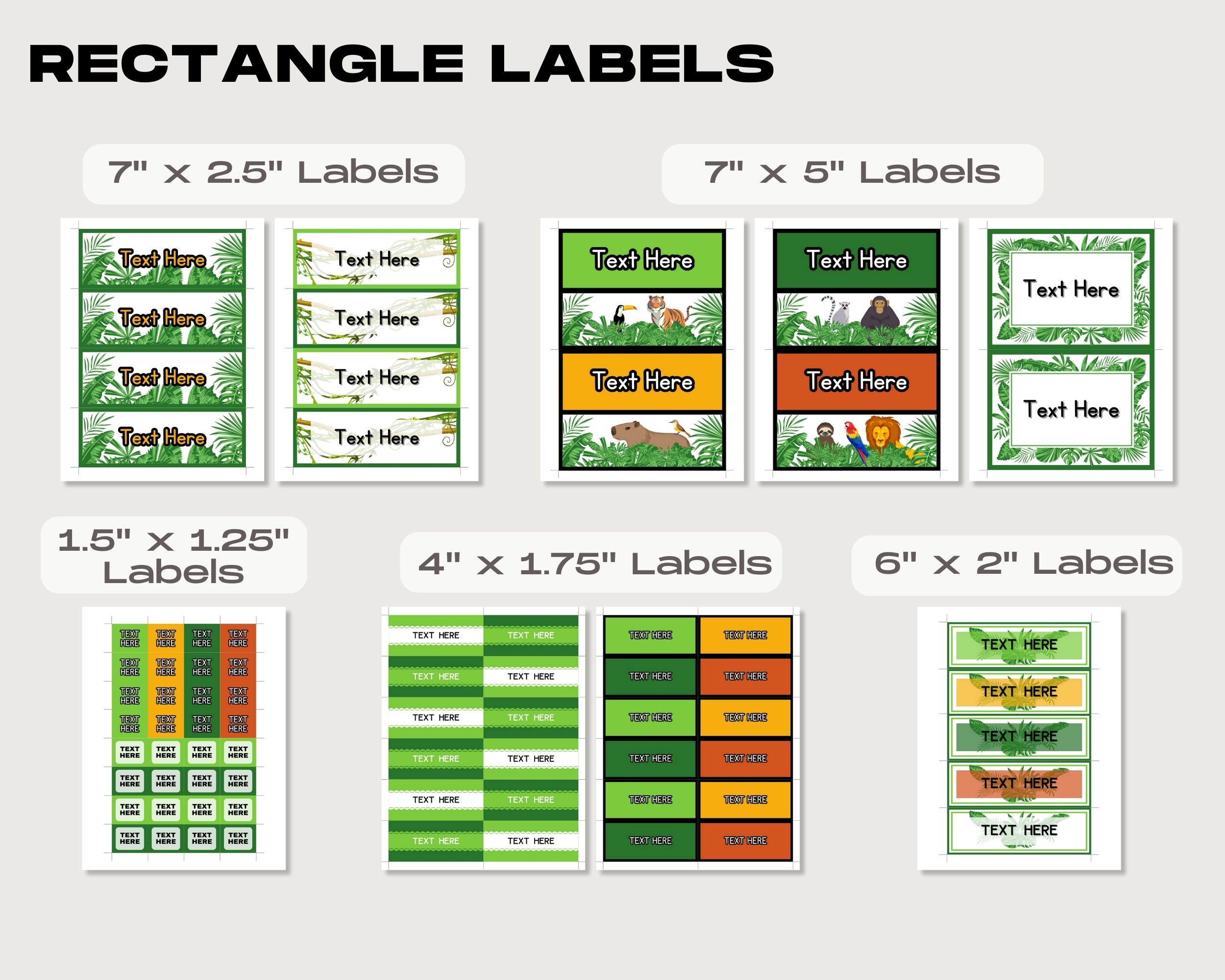Jungle Labels: Editable Classroom Organization, Canva Template (instant ...
