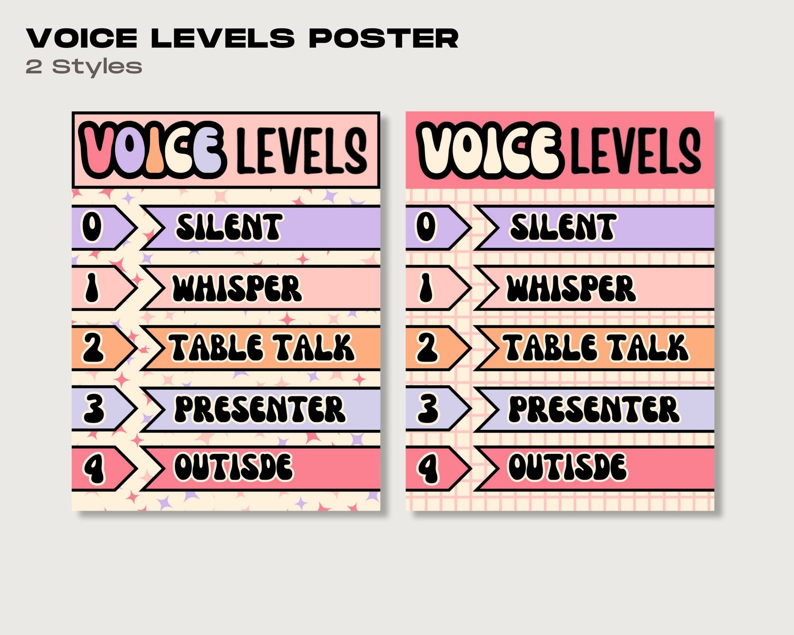 Voice Levels Display, Printable & Editable Classroom Management Posters ...