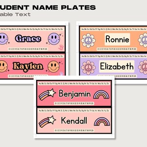 Retro Student Name Plates, Printable & Editable Classroom Name Tags ...