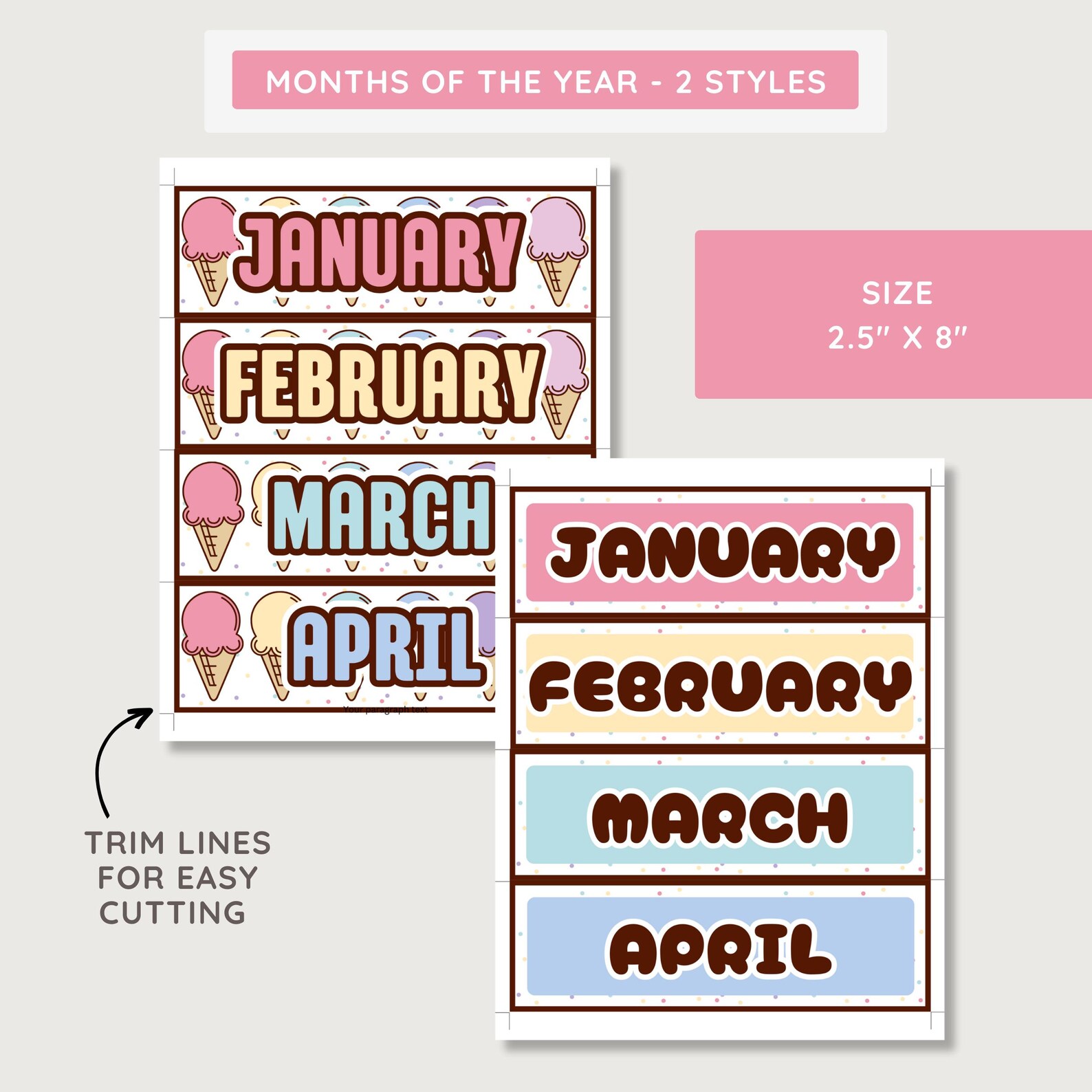 Hanging Flip Calendar, Printable & Editable Classroom Calendar, Pastel ...