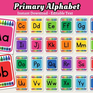 Rainbow Crayons Alphabet Bundle Editable Classroom Alphabet - Etsy