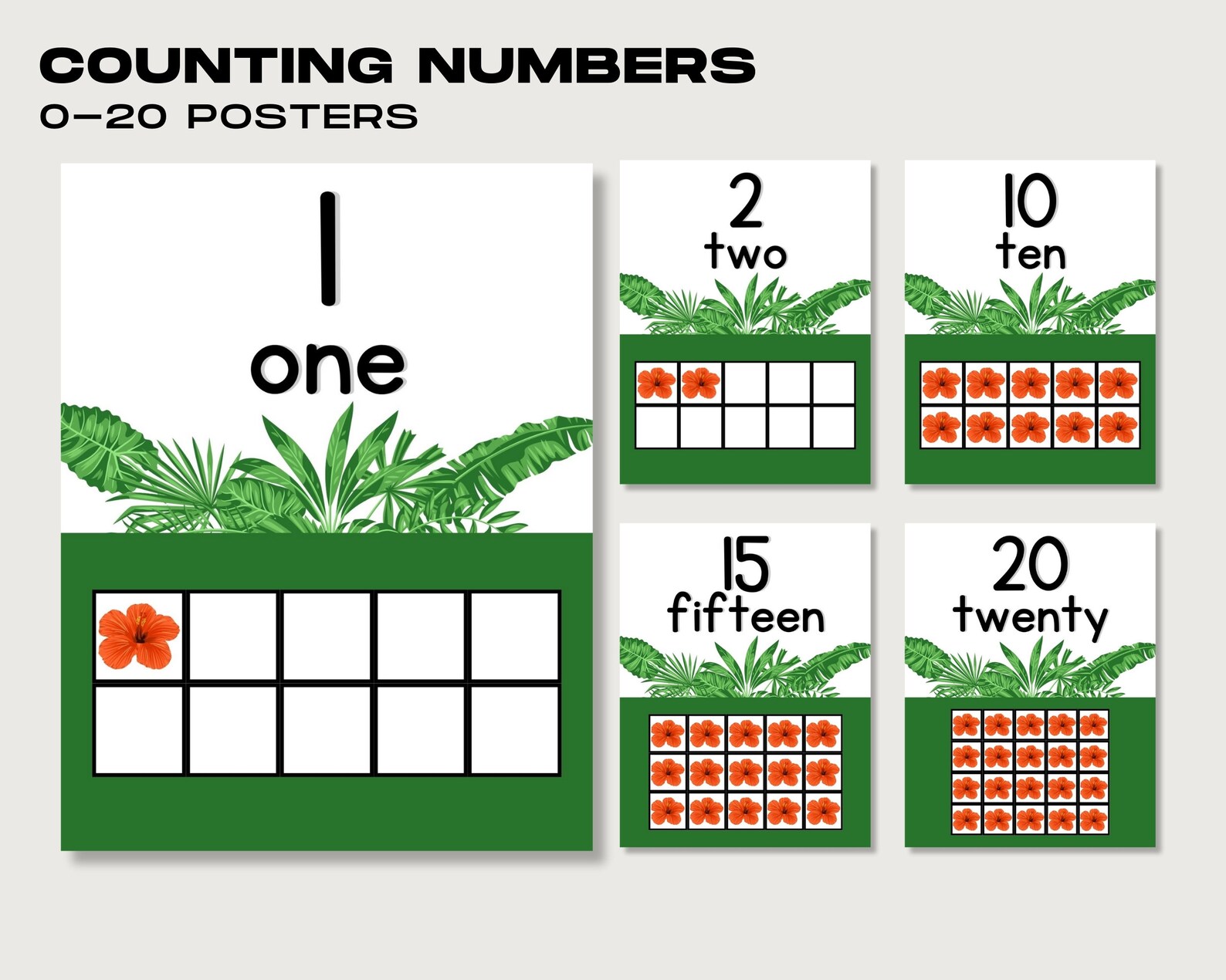 Jungle Numbers, Editable 0-20 Posters, Skip Counting, Number Line, Ten ...