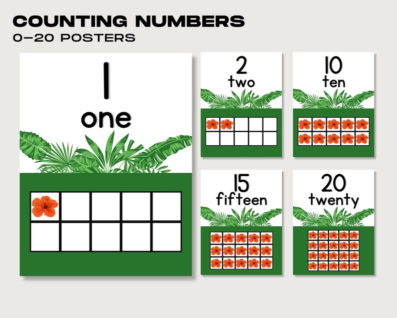 Jungle Numbers, Editable 0-20 Posters, Skip Counting, Number Line, Ten ...