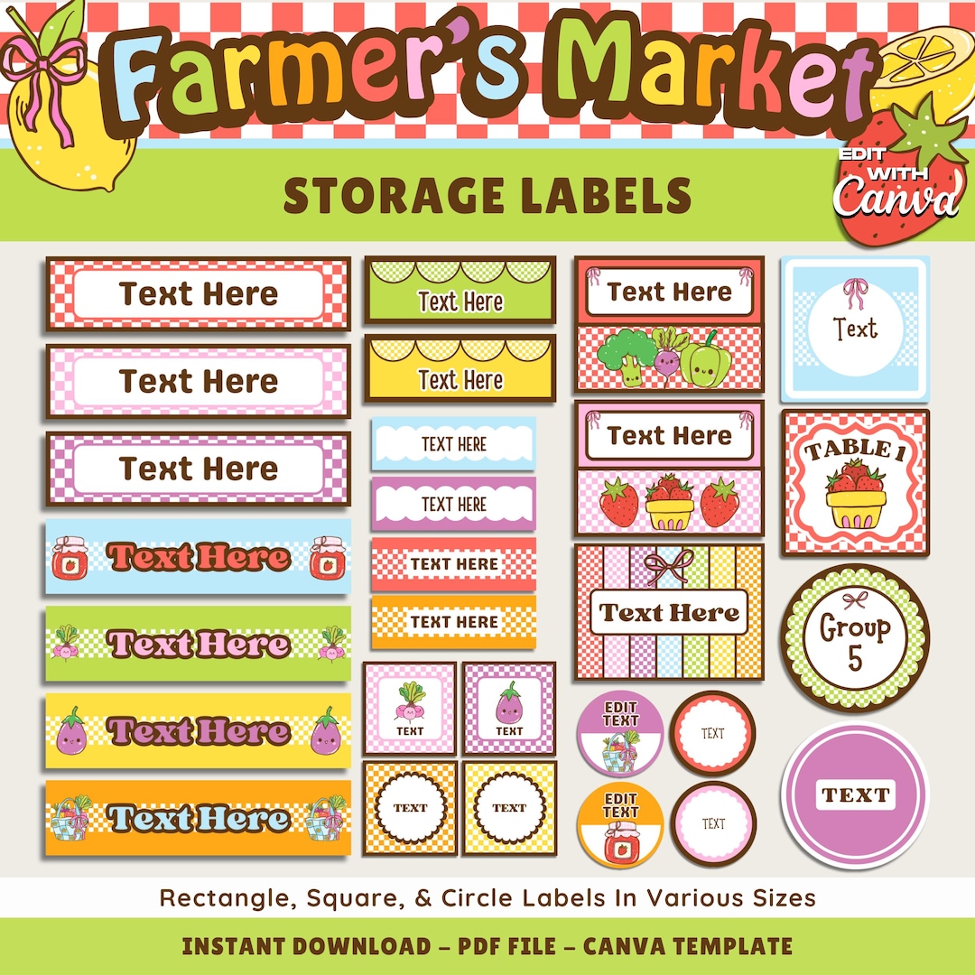 Printable Classroom Storage Labels: Farmer's Market Decor Theme ...
