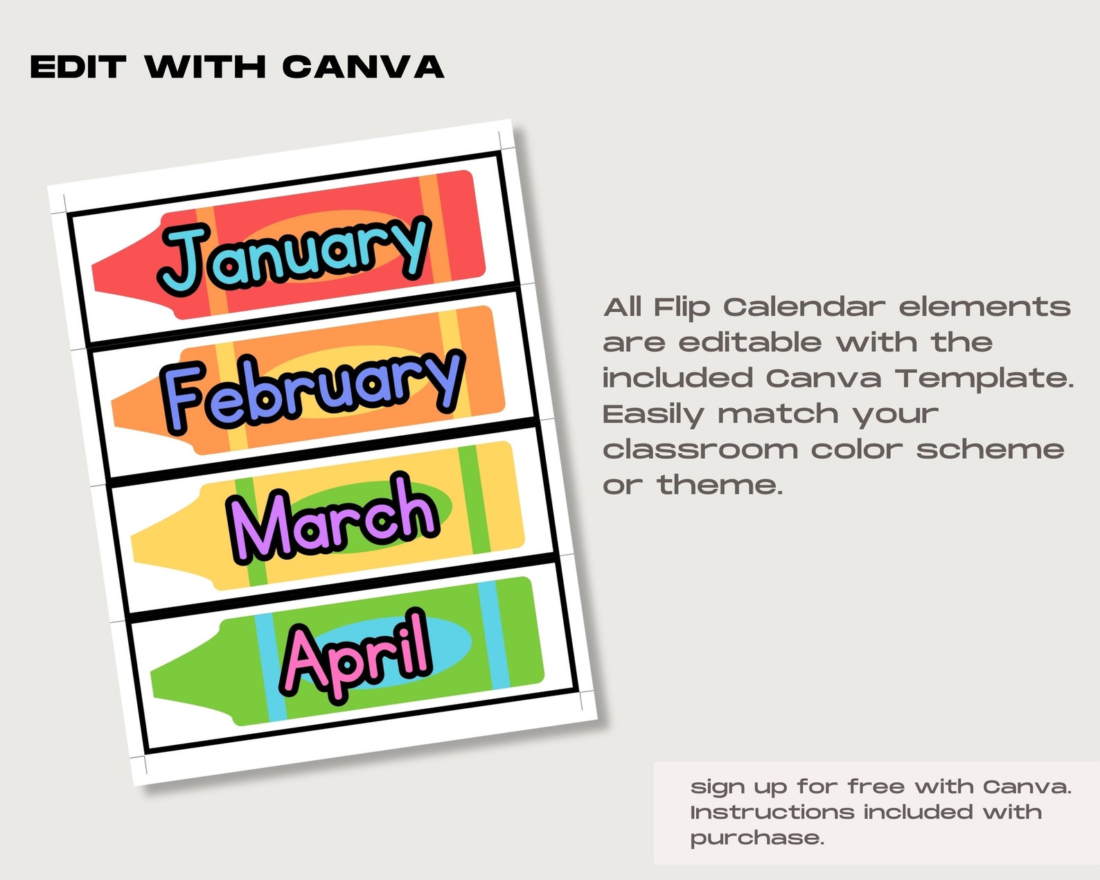 Bright Rainbow Flip Calendar, Editable Classroom Calendar, Kindergarten ...