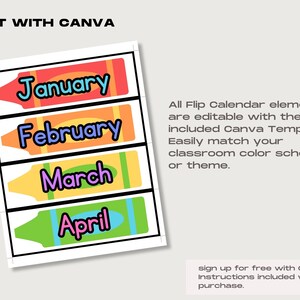 Bright Rainbow Flip Calendar, Editable Classroom Calendar, Kindergarten ...