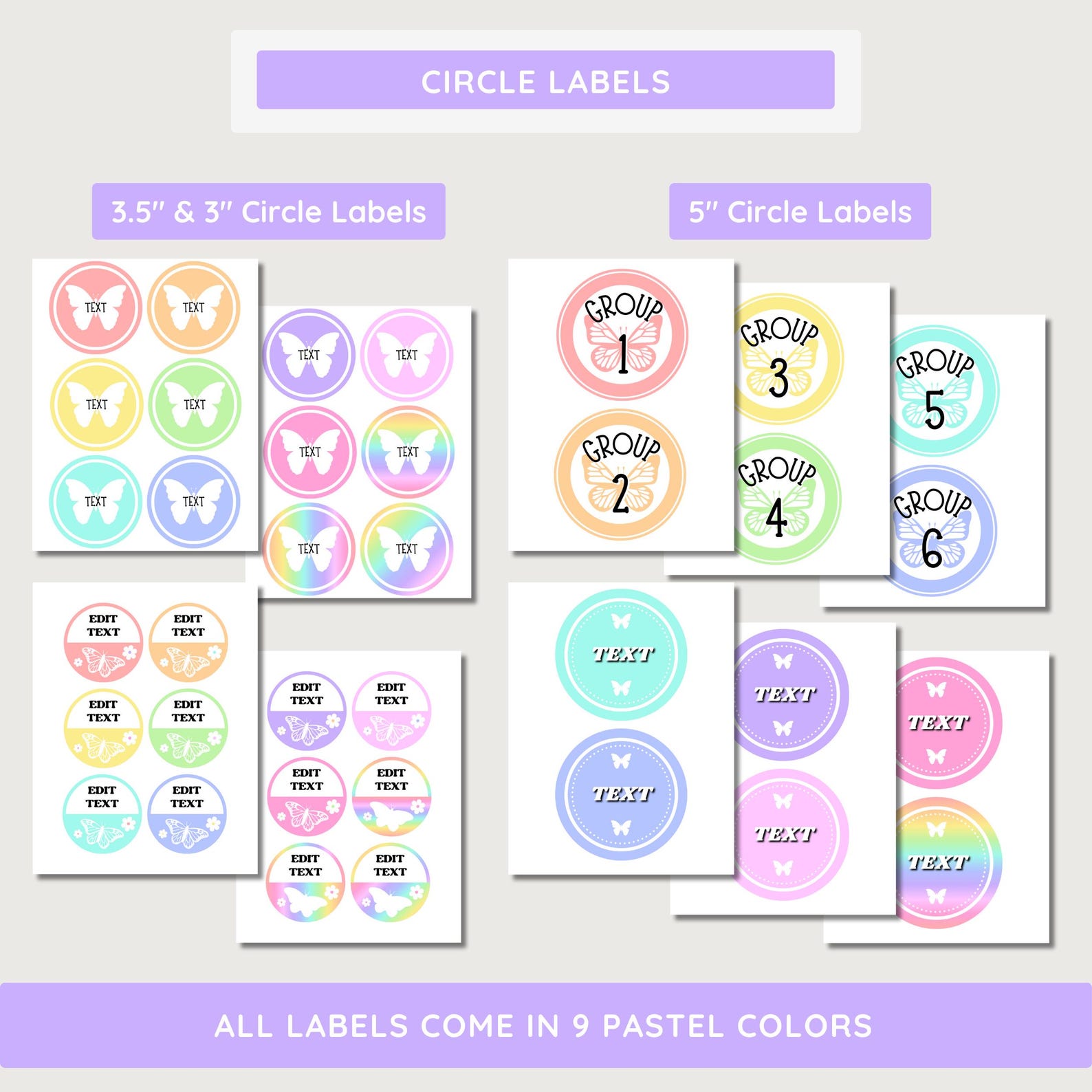 Butterfly Pastel Classroom Labels: Editable Storage Decor (PDF, Canva ...