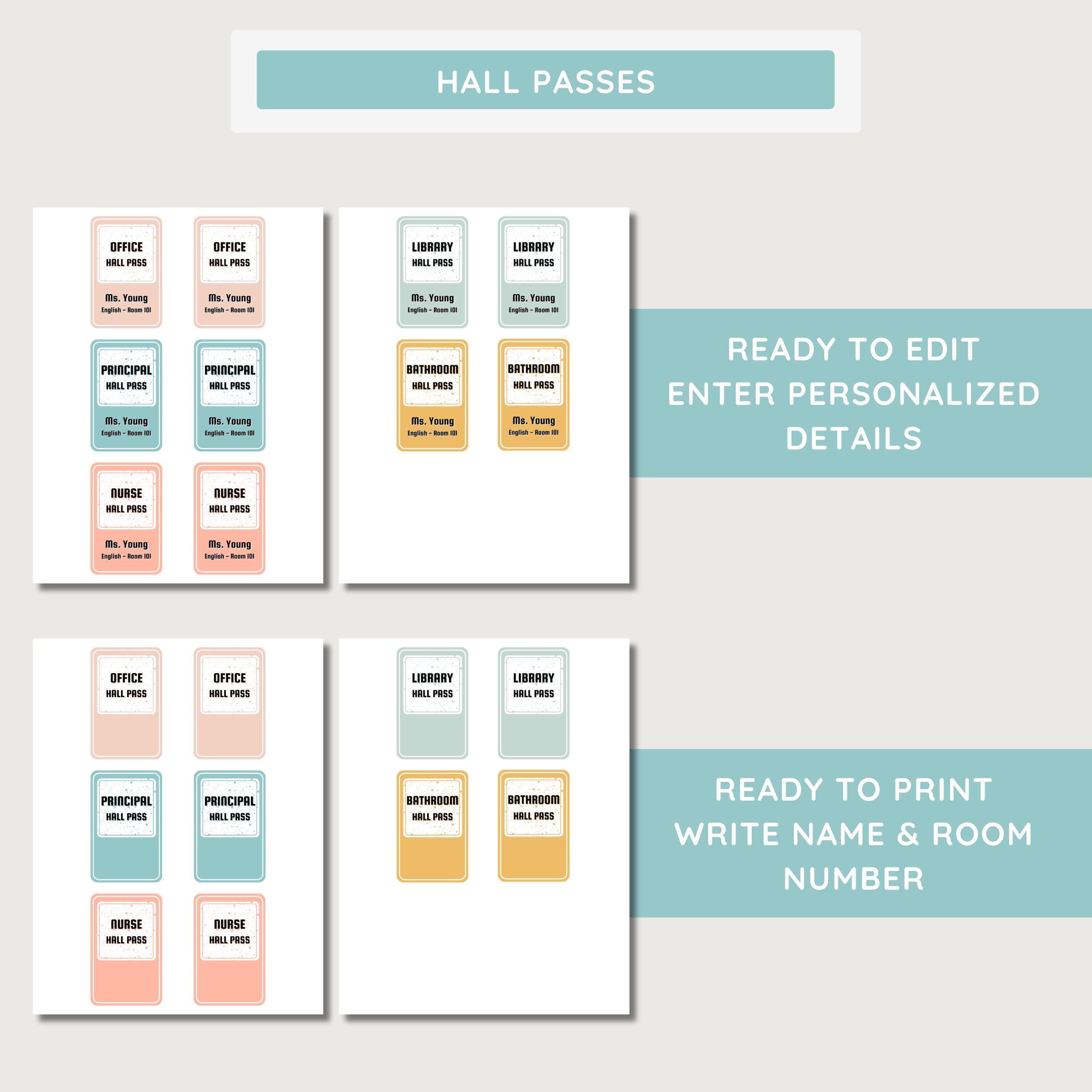 Modern Classroom Hall Passes: Printable, Editable Canva Template ...