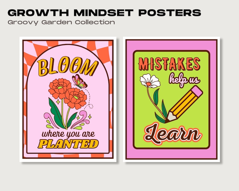 Groovy Growth Mindset Posters, Printable & Editable Inspirational ...