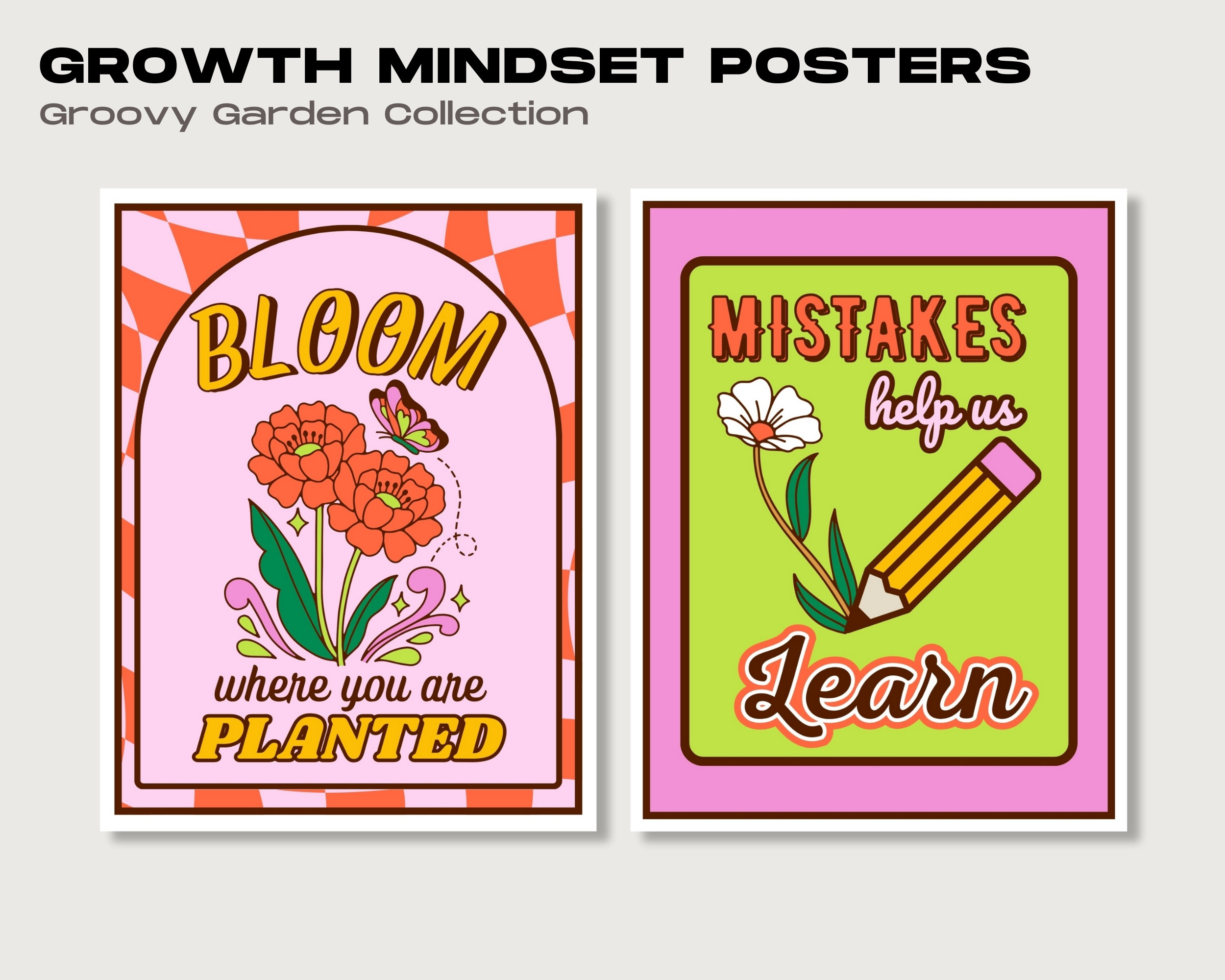 Groovy Growth Mindset Posters, Printable & Editable Inspirational ...