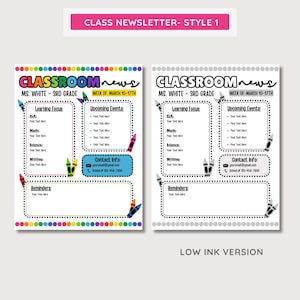 Rainbow Crayon Classroom Newsletter Template: Printable, Editable ...