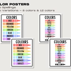Crayon Color Posters, Printable Editable Classroom Colors Display ...