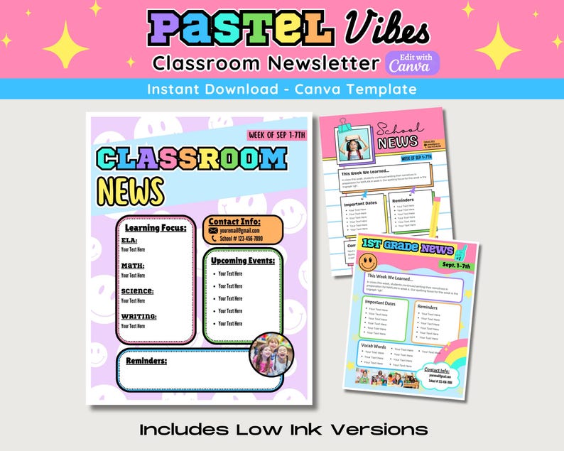 Editable Pastel Classroom Newsletter Template, Printable School ...
