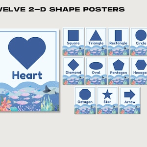 Ocean Theme 2-D and 3-D Shape Posters, Printable & Editable Shape ...