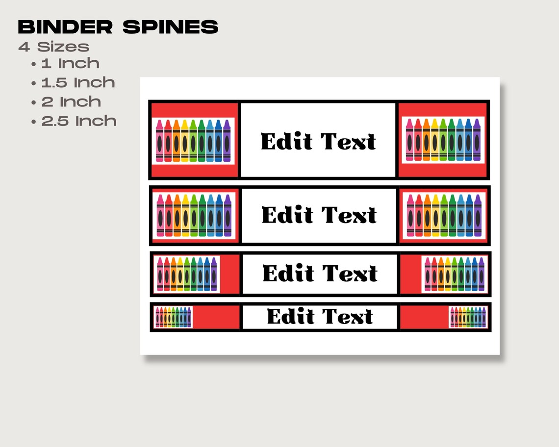 Rainbow Crayon Binder Covers & Spines, Editable Binder Covers, Canva ...