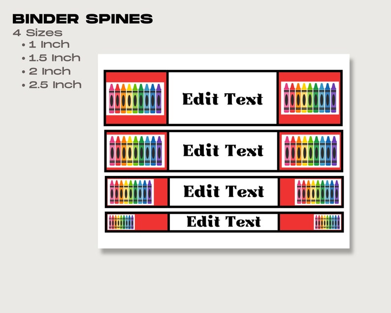 Rainbow Crayon Binder Covers & Spines, Editable Binder Covers, Canva ...