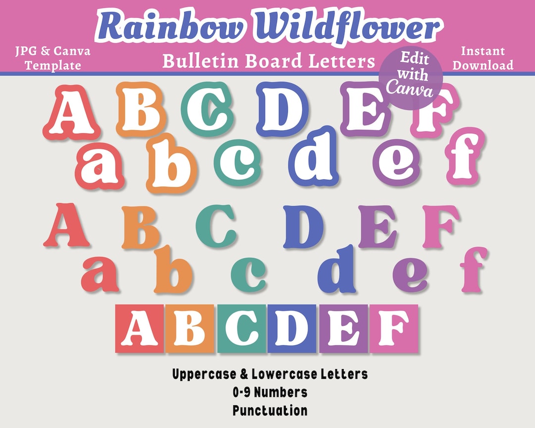 Rainbow A-Z Bulletin Board Letters, Printable & Editable Bulletin Board ...