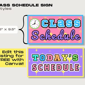 Editable Pastel Class Schedule Display, Printable Today's Schedule ...