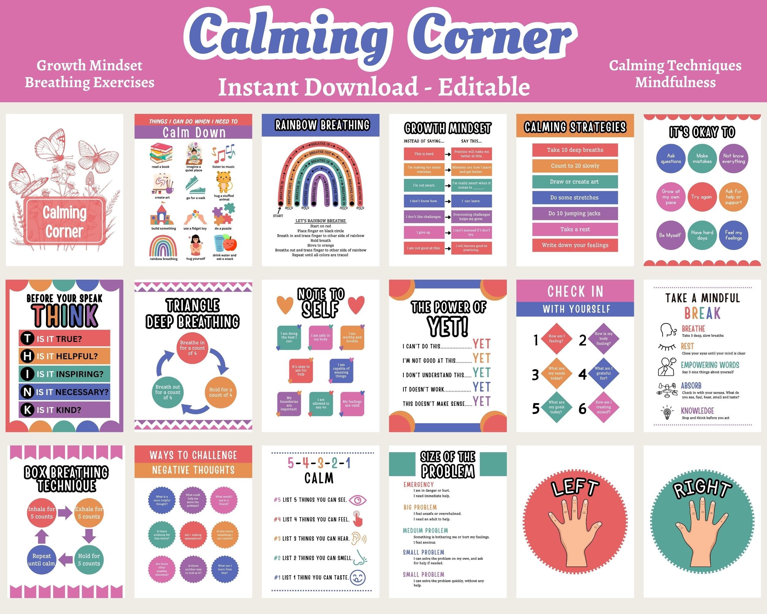 Rainbow Wildflower Classroom Decor Bundle: Editable Canva Templates ...