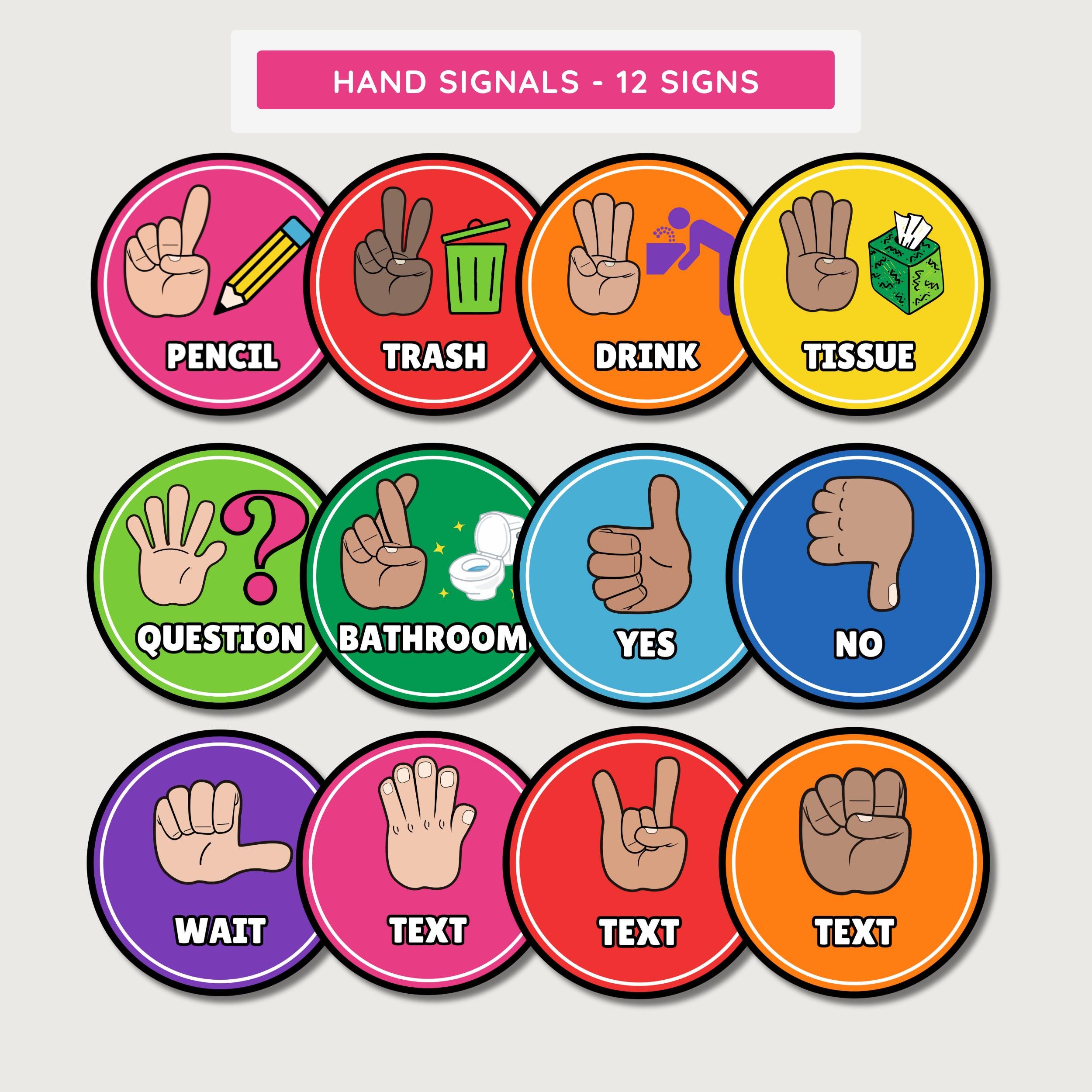 Rainbow Crayon Hand Signal Posters: Editable Classroom Management Signs ...