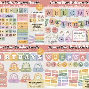 Boho Rainbow Classroom Decor Bundle: Teacher Printables (canva Template ...