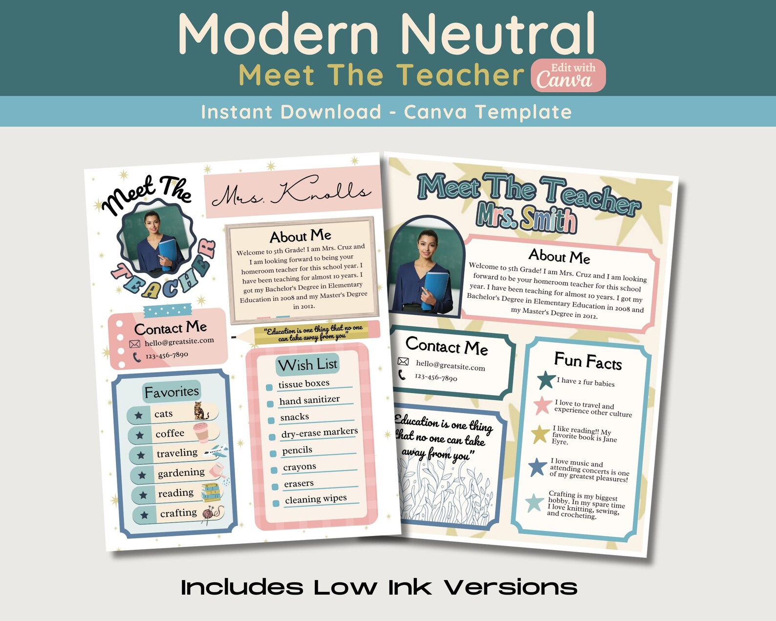 Meet the Teacher Template, Printable & Editable Teacher Introduction ...