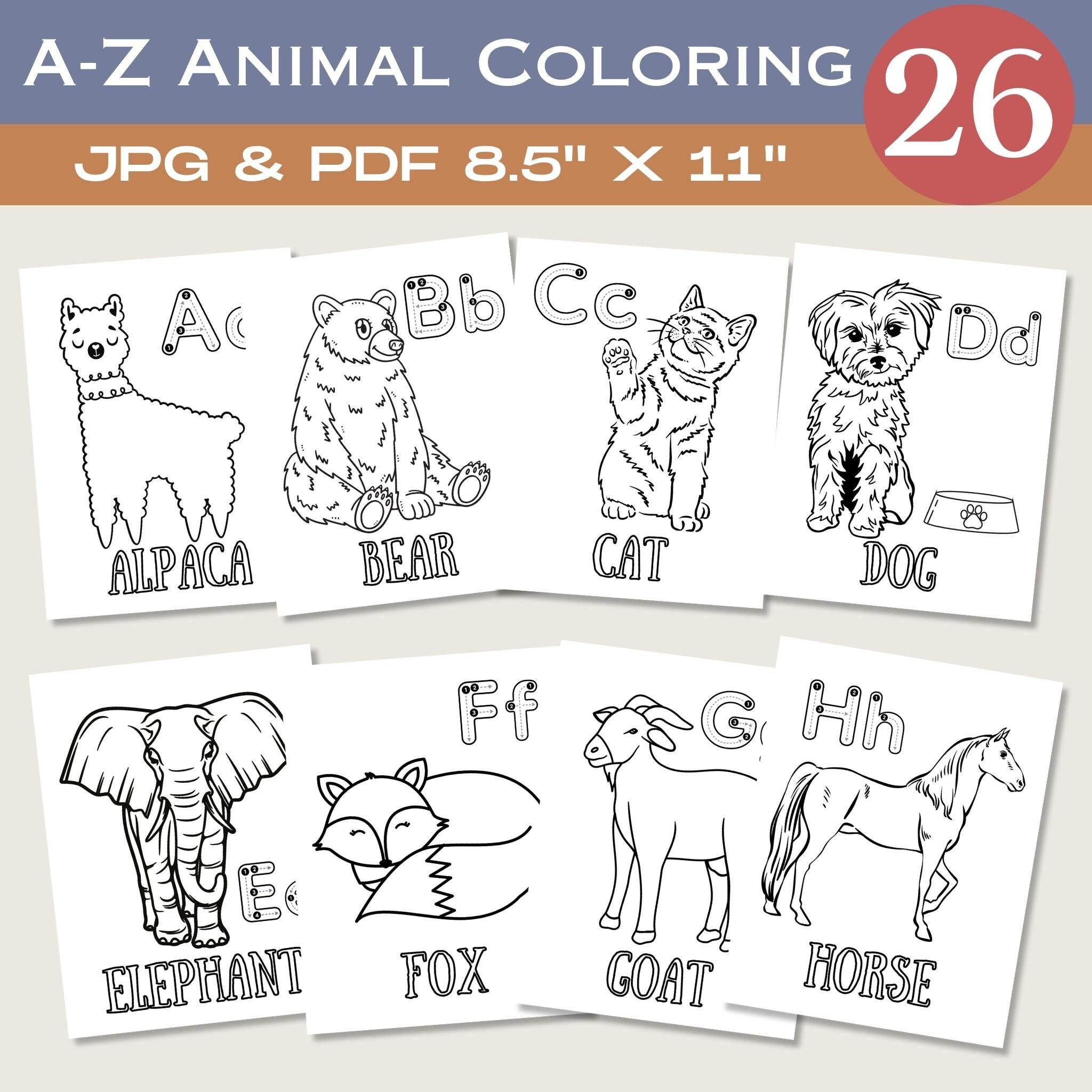 Animal Alphabet A-Z Coloring Pages, Pre-k Alphabet Coloring Pages ...