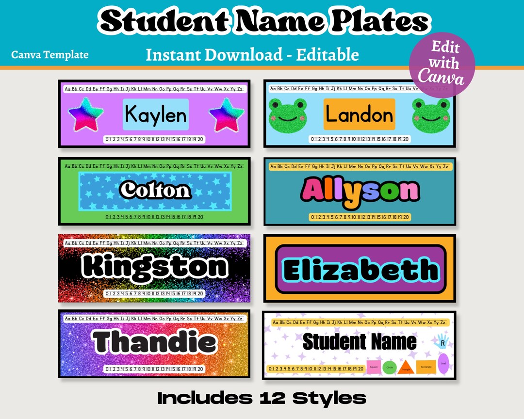 Student Name Plates, Printable & Editable Classroom Name Tags ...