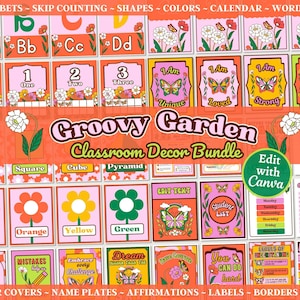 Groovy Garden Classroom Decor Bundle, Printable & Editable Classroom ...