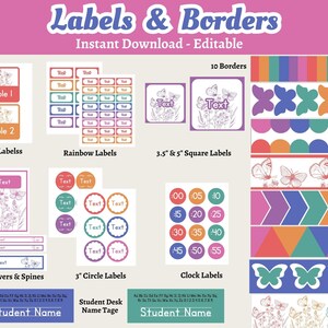Rainbow Wildflower Classroom Decor Bundle: Editable Canva Templates ...
