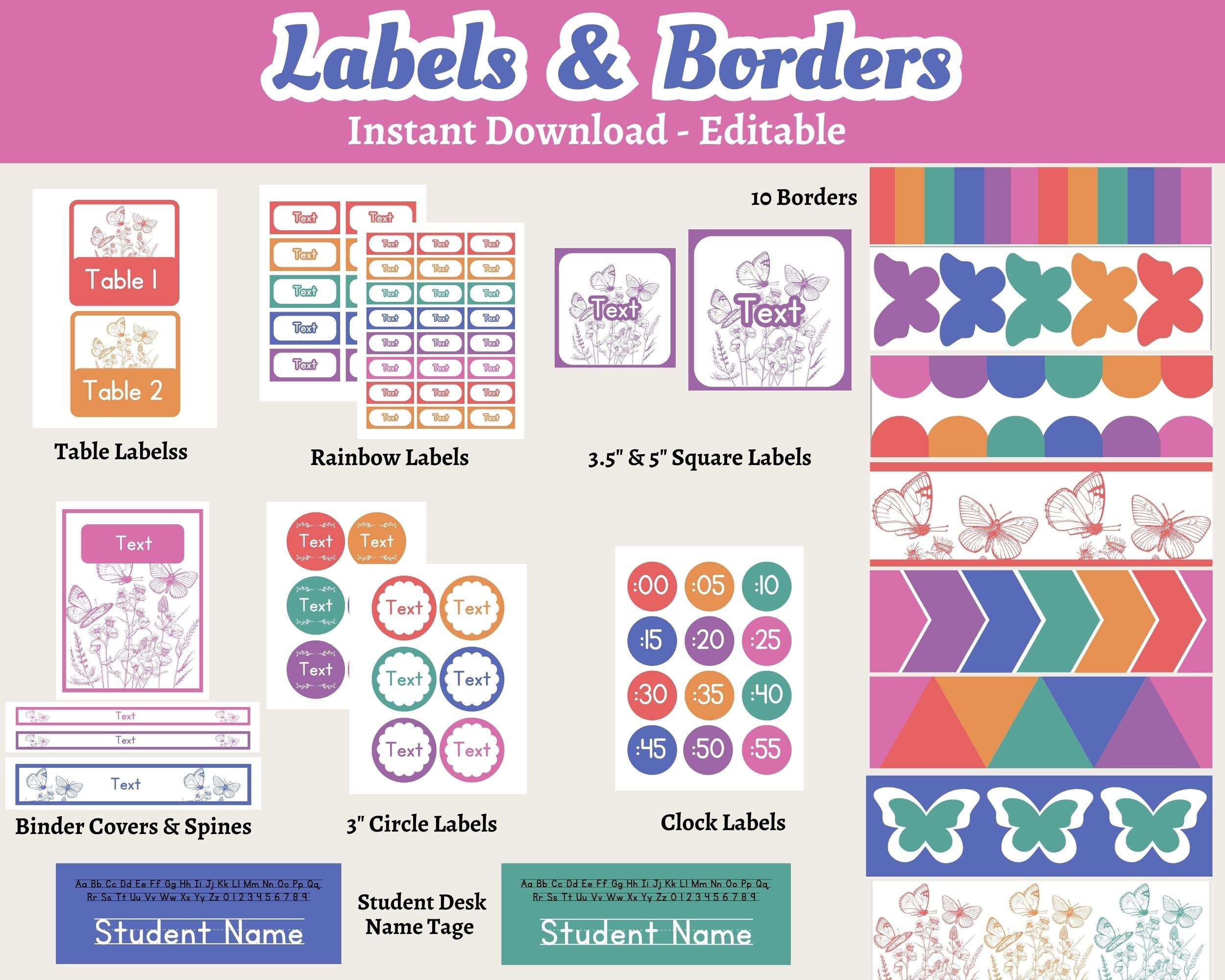 Rainbow Wildflower Classroom Decor Bundle, Editable Classroom Decorator ...