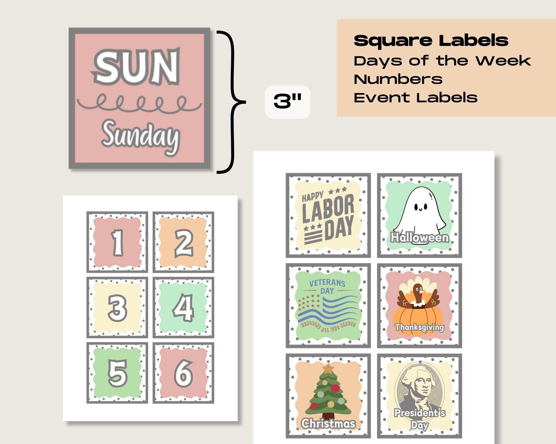 Calming Modern Classroom Calendar Bundle, Printable & Editable Calendar ...