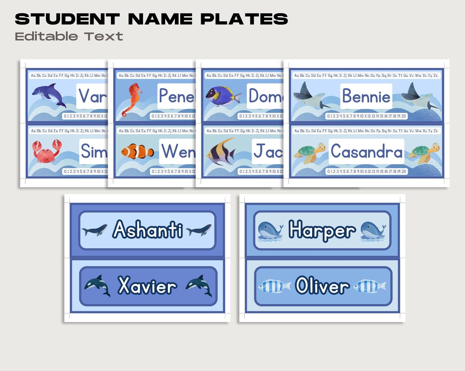 Ocean Theme Student Name Plates, Printable & Editable Classroom Desk ...