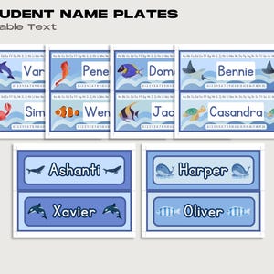 Ocean Theme Student Name Plates, Printable & Editable Classroom Desk ...