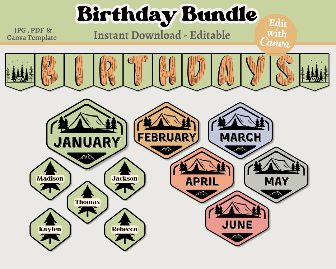 Adventure Birthday Classroom Display: Editable Banner & Labels (canva ...