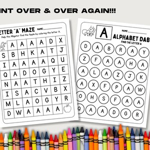 Letter Maze & Alphabet Dab Printable, 52 Alphabet Worksheets, Toddler ...