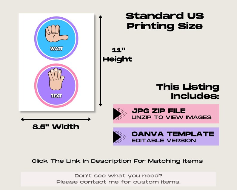 Pastel Hand Signal Signs: Classroom Decor, Editable Canva Template ...