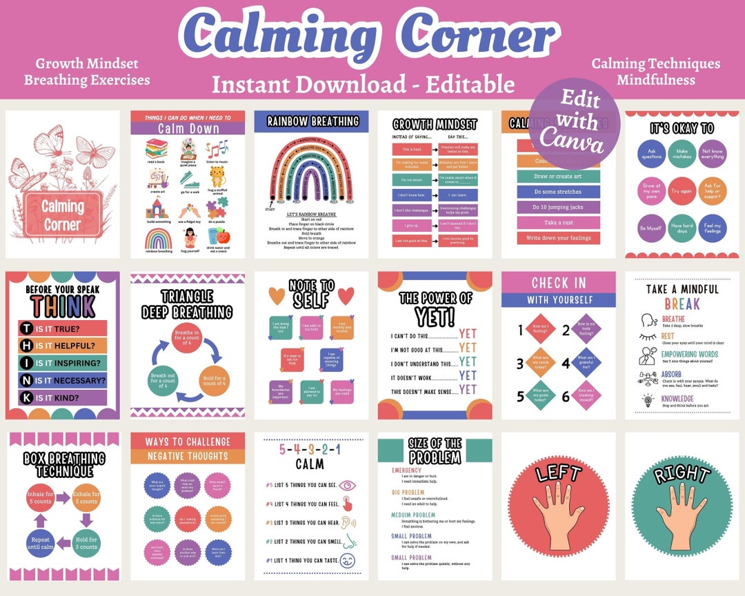 Wildflower Calming Corner Posters: Rainbow Classroom Decor (digital ...