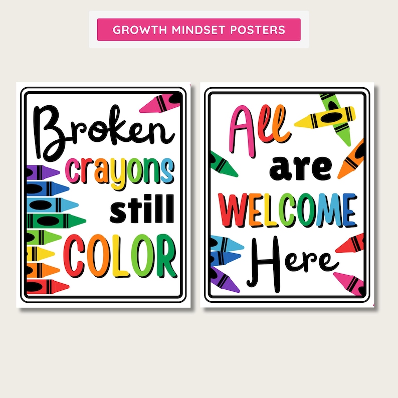 Rainbow Crayon Growth Mindset Posters: Editable Classroom Decor ...
