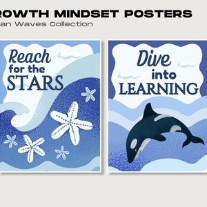 Ocean Theme Growth Mindset Posters, Printable & Editable Inspirational ...