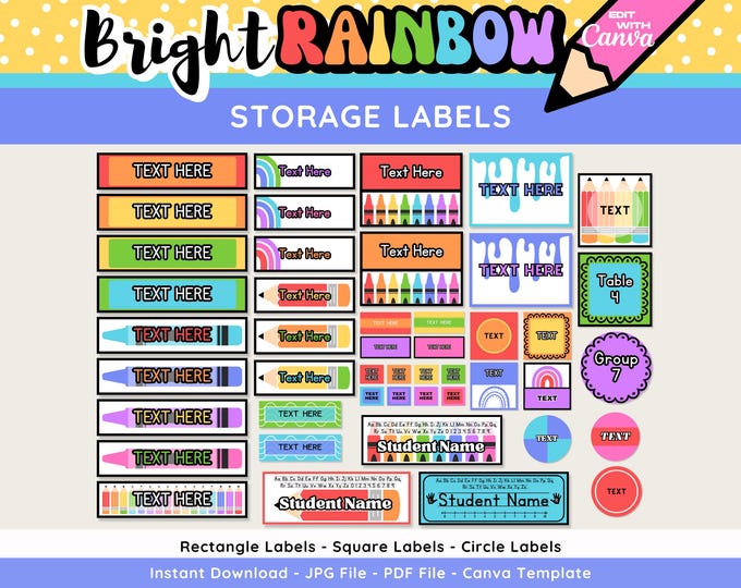 RAINBOW Editable Tray Labels, Classroom Labels & Name Tags Bundle ...