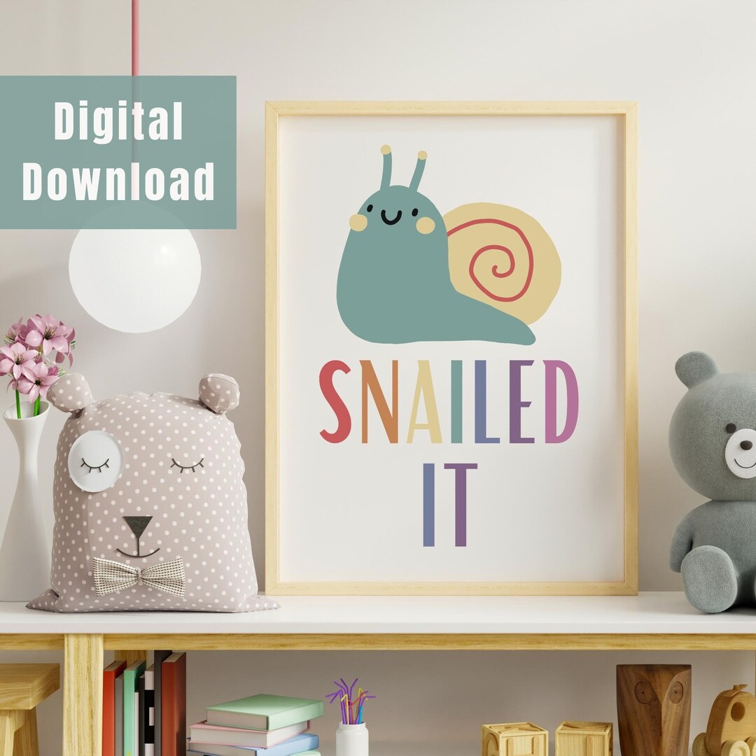 Boho Snail Poster, Classroom Animal Wall Art, Kids Snail Bedroom Art ...