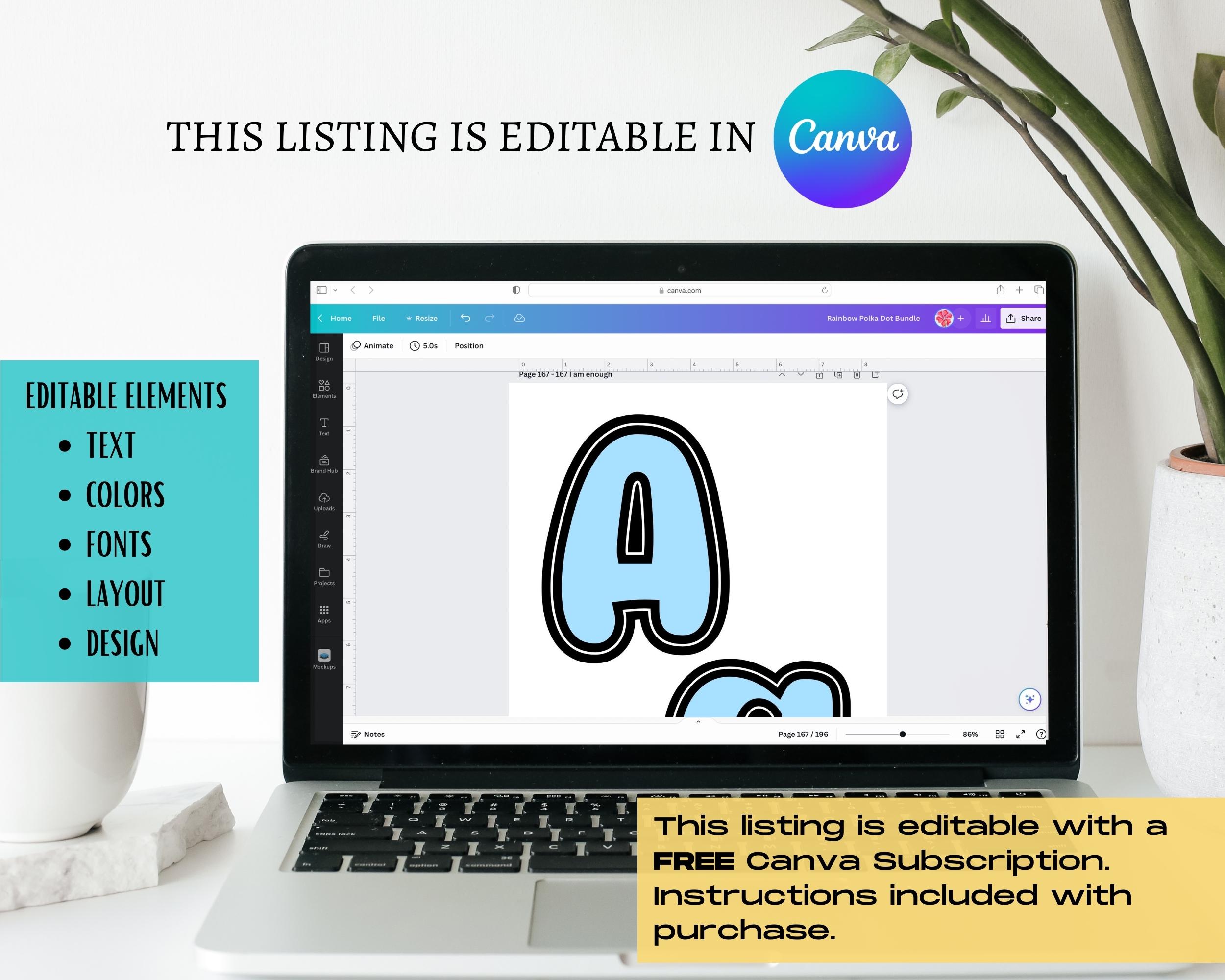 Rainbow Bubble Letters: A-Z Printable Classroom Decor (canva Template ...